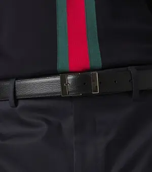 Gucci Leather Belt With Silver Buckle - Black