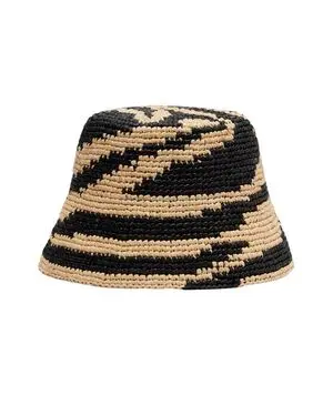 Zimmermann Black Zebra Raffia Bucket Hat - Brown