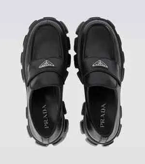 Prada Logo Leather Platform Loafers