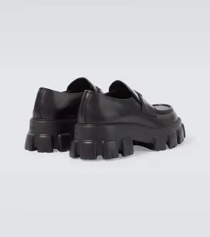 Prada Logo Leather Platform Loafers