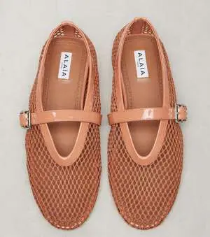 Alaïa Fishnet Ballet Flats - Pink