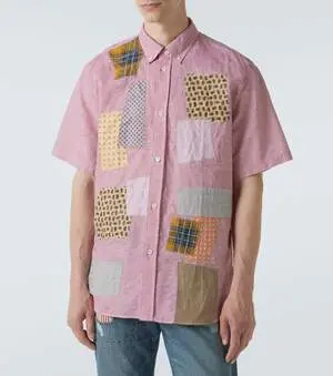 Junya Watanabe Patchwork Linen And Cotton Bowling Shirt