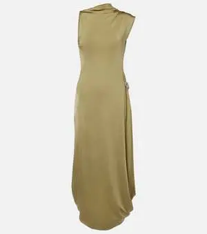 Victoria Beckham Embellished Satin Midi Dress - Green