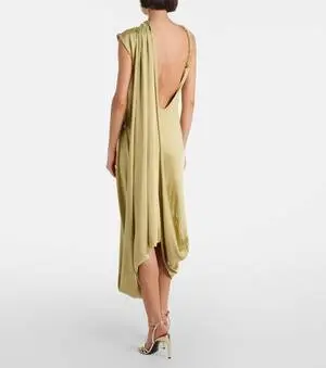 Victoria Beckham Embellished Satin Midi Dress - Green