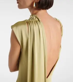 Victoria Beckham Embellished Satin Midi Dress - Green