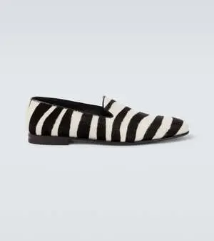 Manolo Blahnik Mario Zebra-print Calf Hair Loafers - Black