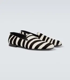Manolo Blahnik Mario Zebra-print Calf Hair Loafers - Black