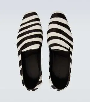 Manolo Blahnik Mario Zebra-print Calf Hair Loafers - Black