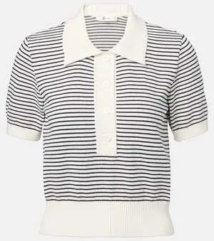 FRAME Striped Cotton Polo Shirt