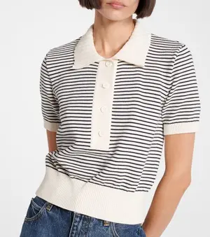 FRAME Striped Cotton Polo Shirt