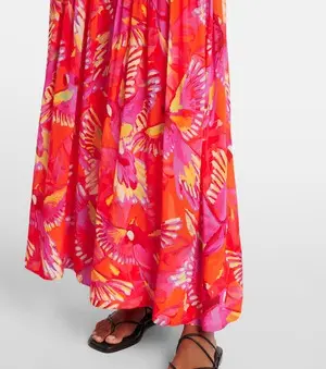 Farm Rio Flying Birds Ruched Maxi Dress
