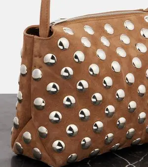 Khaite Lina Medium Studded Suede Crossbody Bag - Brown