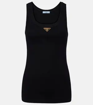 Prada Ribbed-knit Cotton Jersey Tank Top - Black