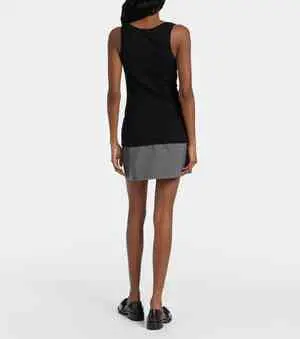 Prada Ribbed-knit Cotton Jersey Tank Top - Black