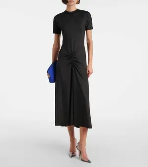Victoria Beckham Gathered Midi Dress - Black