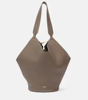 Khaite Lotus Small Leather Tote Bag - Grey