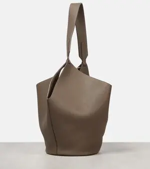 Khaite Lotus Small Leather Tote Bag - Grey
