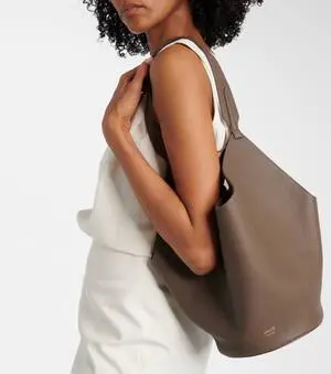 Khaite Lotus Small Leather Tote Bag - Grey