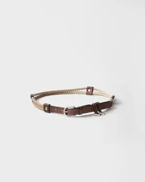 Prada Leather And Cord Belt