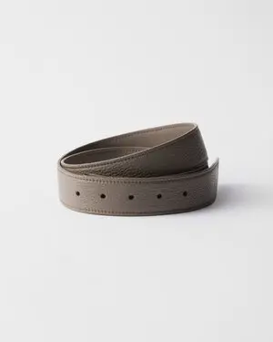 Prada Leather Belt Strap Bamboo Gray