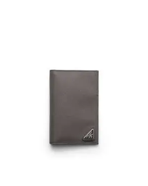 Prada Saffiano Leather Passport Holder - Grey