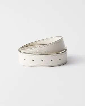 Prada Leather Belt Strap Chalk White
