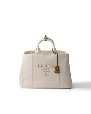 Prada Jardinière Extra-large Linen-blend Tote Bag - Neutral