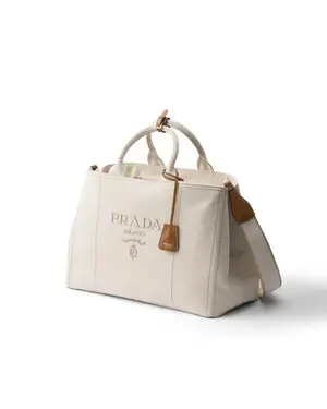 Prada Jardinière Extra-large Linen-blend Tote Bag - Neutral