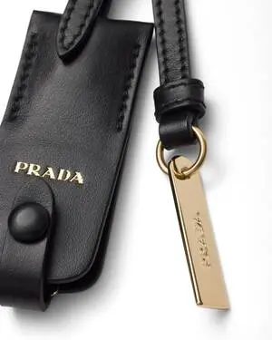 Prada Leather Keychain Charm With Mirror Case - Black