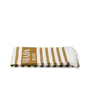 Prada Striped Cotton Beach Towel - White