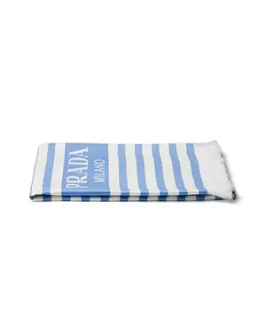 Prada Striped Cotton Beach Towel - White