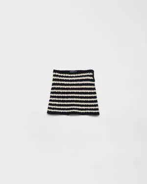 Prada Cotton Crochet Miniskirt - Blue/beige
