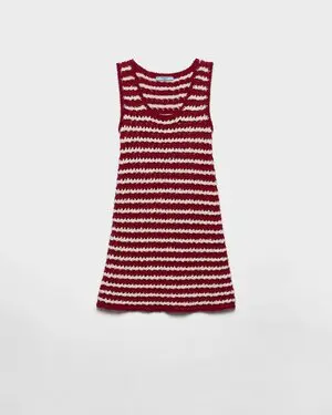 Prada Cotton Crochet Mini Dress - Amaranth/natural