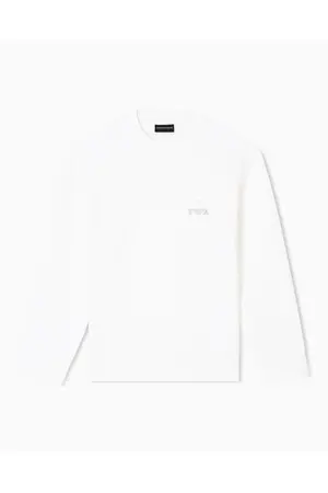 Emporio Armani Jersey Sweatshirt With Super-embossed Ea Embroidery - White