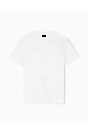 Emporio Armani Asv Lyocell T-shirt With V Notch - White