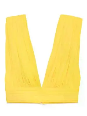 HERVE L. LEROUX Ruched V-neck Top