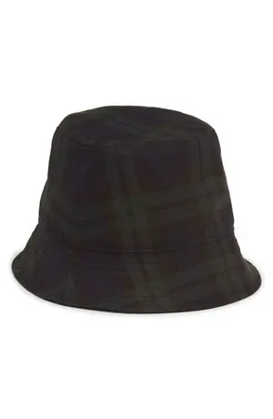 Moncler Logo Patch Plaid Bucket Hat - Blue