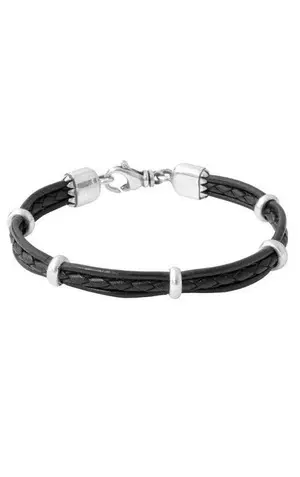 KING BABY STUDIO Multi-strand Leather Bracelet With Beads - Silver