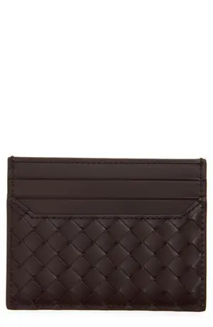 Bottega Veneta Intrecciato Piccolo Leather Card Case - 2263 Dark Barolo/silver