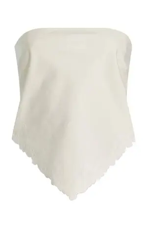 MIU MIU MIU MIU Embroidered Cotton-Linen Bandana Top