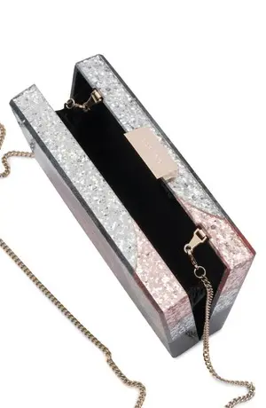 OLGA BERG Paris Wavy Acrylic Frame Clutch