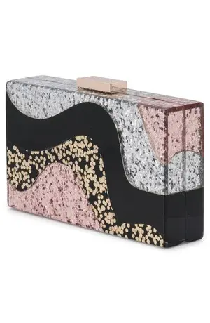OLGA BERG Paris Wavy Acrylic Frame Clutch