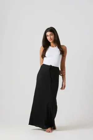 BY TESS COLLECTION A-line Maxi Skirt - Black