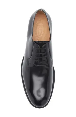 TOD'S Plain Toe Leather Derby - Nero