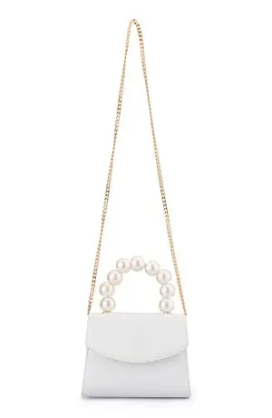OLGA BERG Peta Faux Pearl Top Handle Bag - White