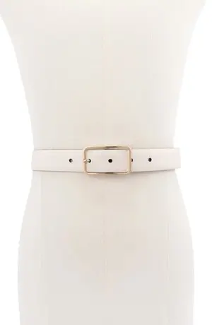 Kate Spade New York Leather Belt With Spade Buckle - Parchment