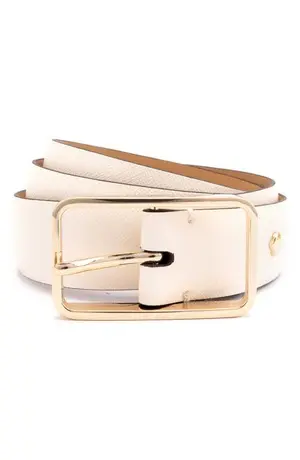 Kate Spade New York Leather Belt With Spade Buckle - Parchment