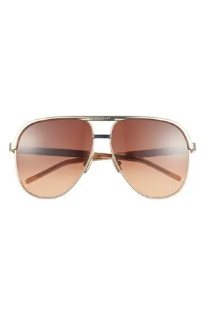 Givenchy 62mm Oversize Pilot Sunglasses - Shiny Endura Gold / Brown