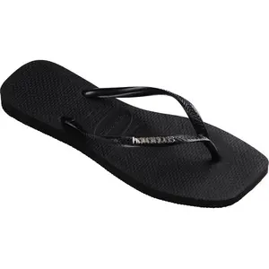 Havaianas Slim Square Logo Flip Flop - Black/silver