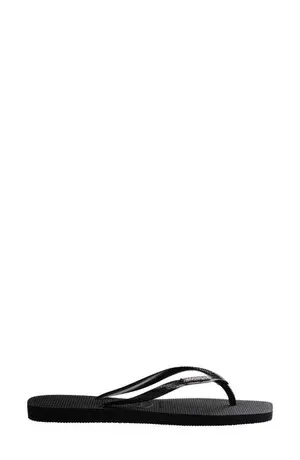 Havaianas Slim Square Logo Flip Flop - Black/silver